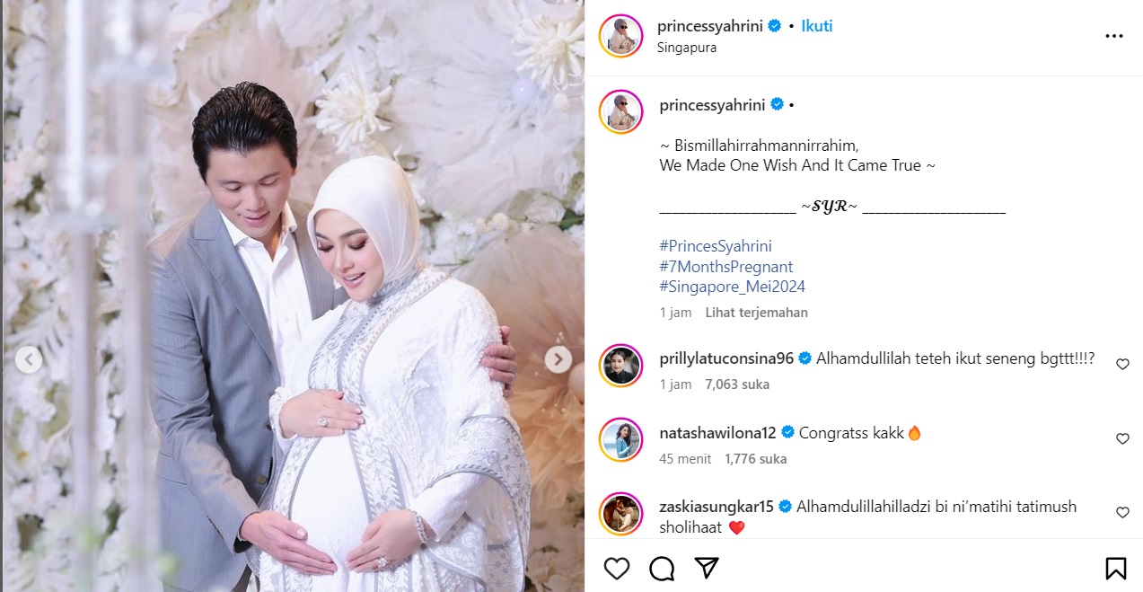 Syahrini Hamil Anak Pertama, Usia Kandungannya Sudah 7 Bulan